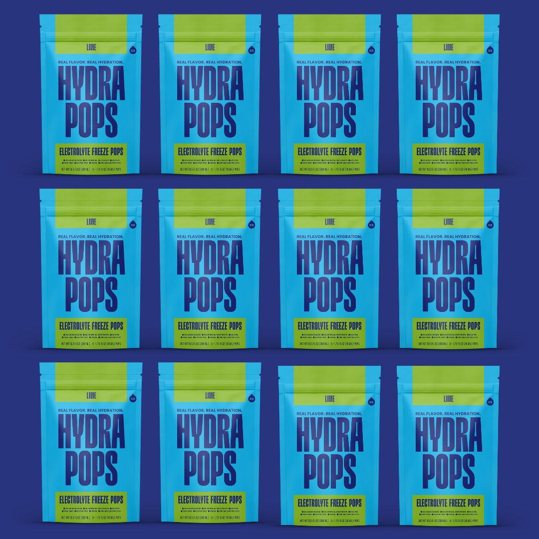 Hydra Pops – Electrolyte Freeze Pops – 12 Bag Lime Pack – Hydra Hydration